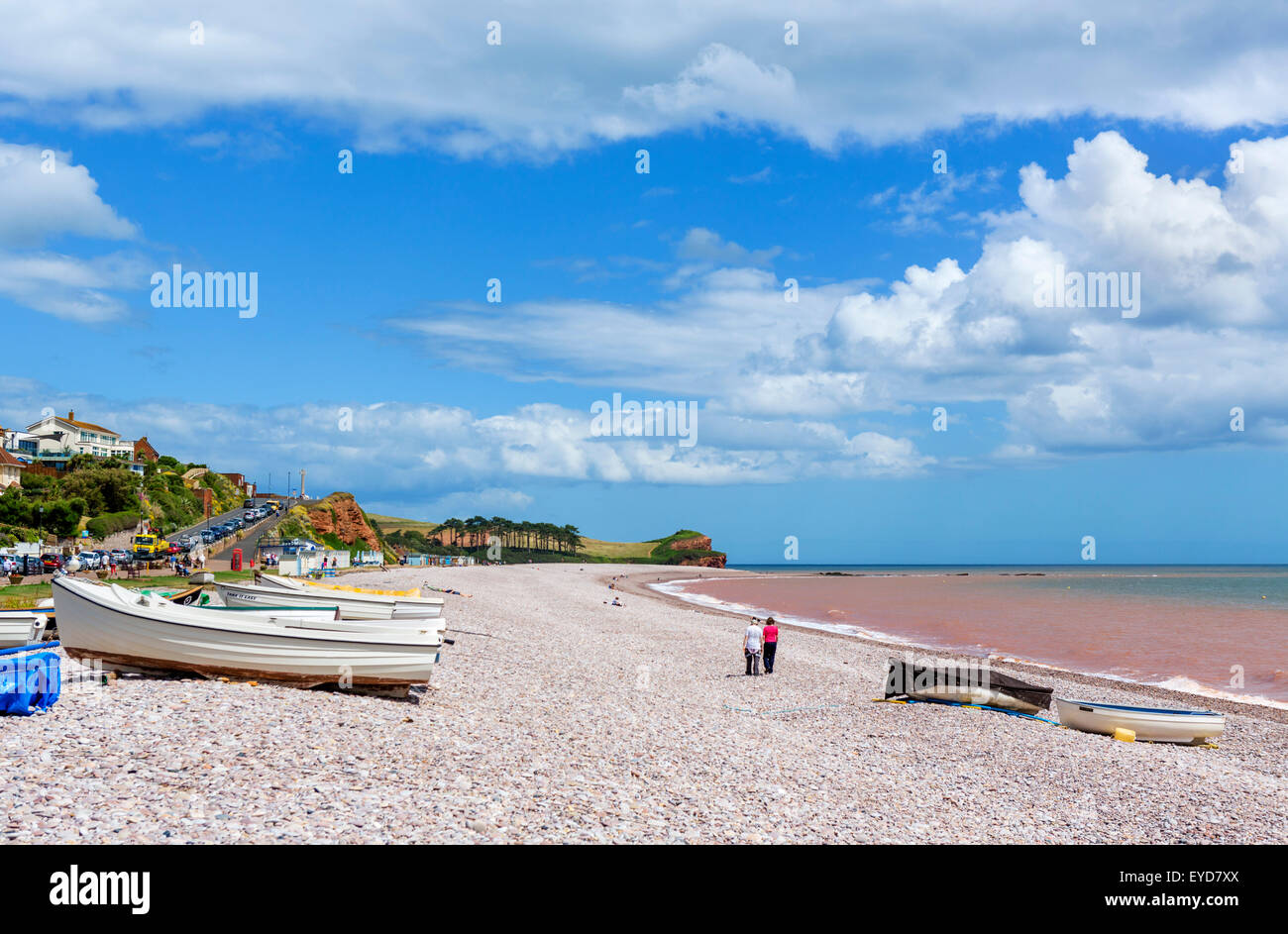 The pebble beach in Budleigh Salterton, Devon, England, UK Stock Photo ...