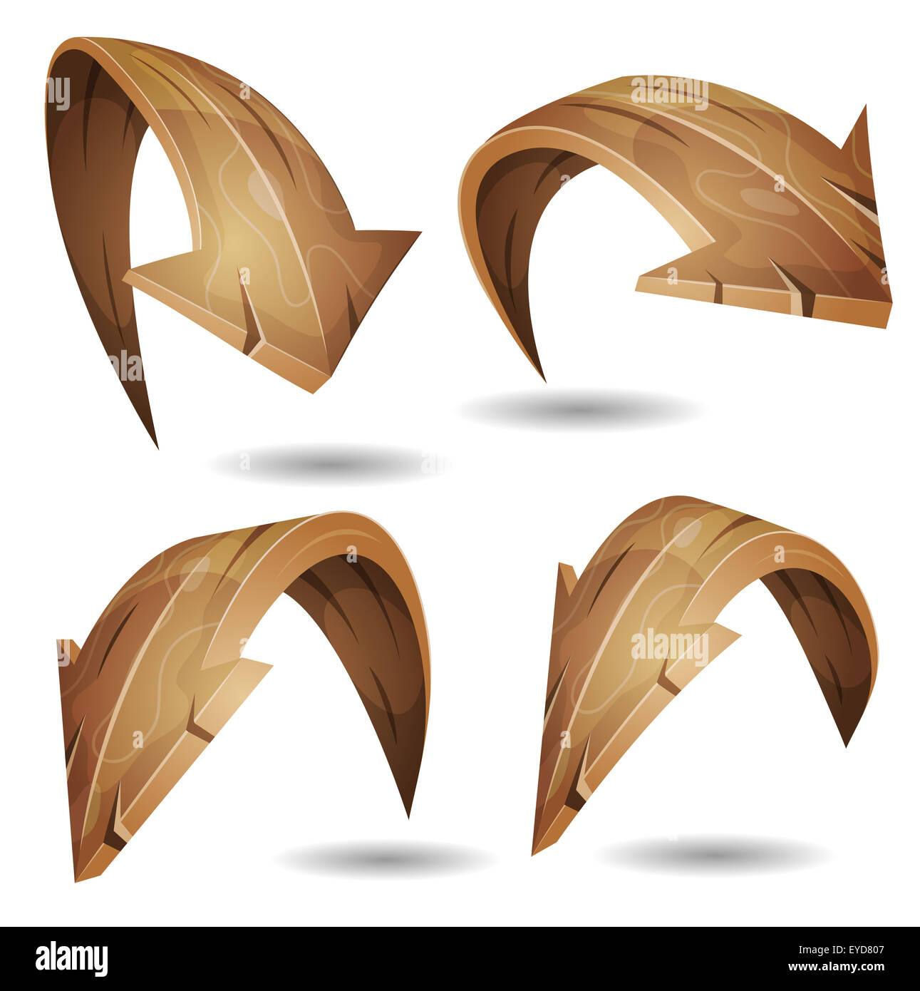 Illustration of a set of funny cartoon design wooden arrows signs Stock ...