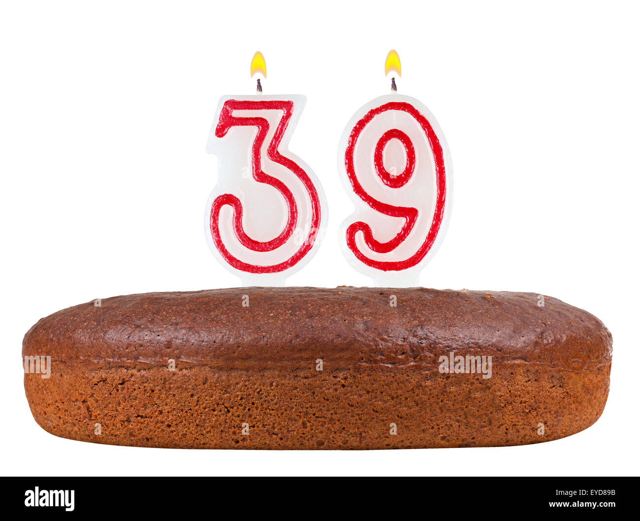 birthday cake with candles number 39 isolated on white background Stock ...