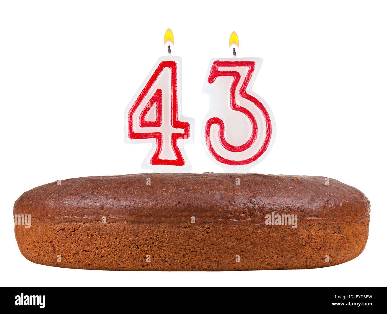 birthday cake with candles number 43 isolated on white background Stock ...