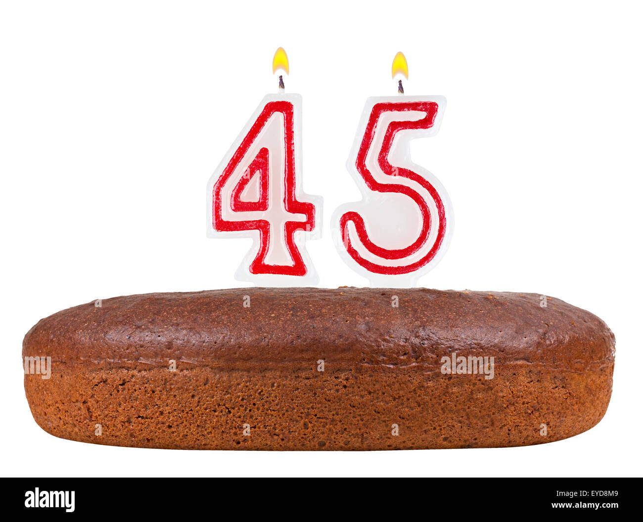 birthday cake with candles number 45 isolated on white background Stock ...