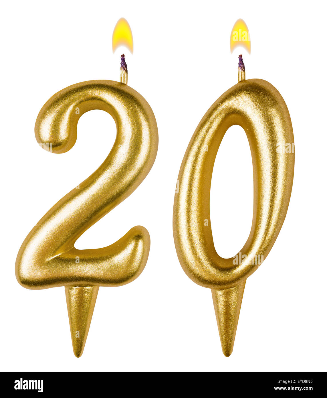 Birthday candles number twenty isolated on white background Stock Photo ...