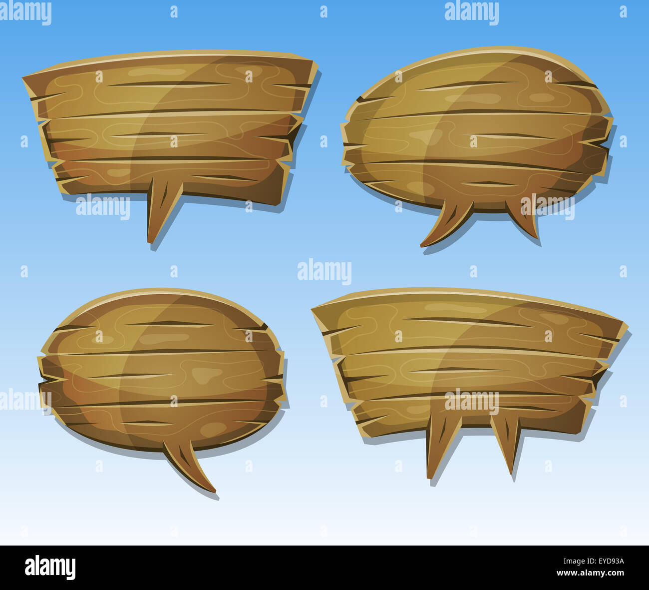 Illustration of a set of cartoon comic wooden speech bubbles, for ...