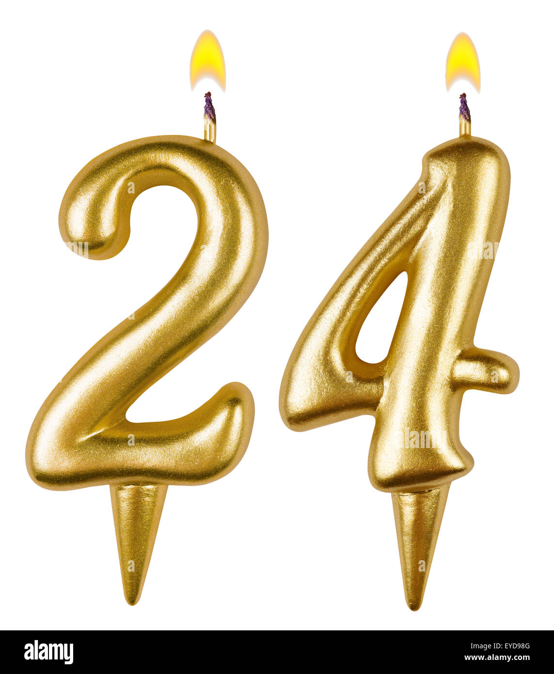 Birthday candles number twenty four isolated on white background Stock ...