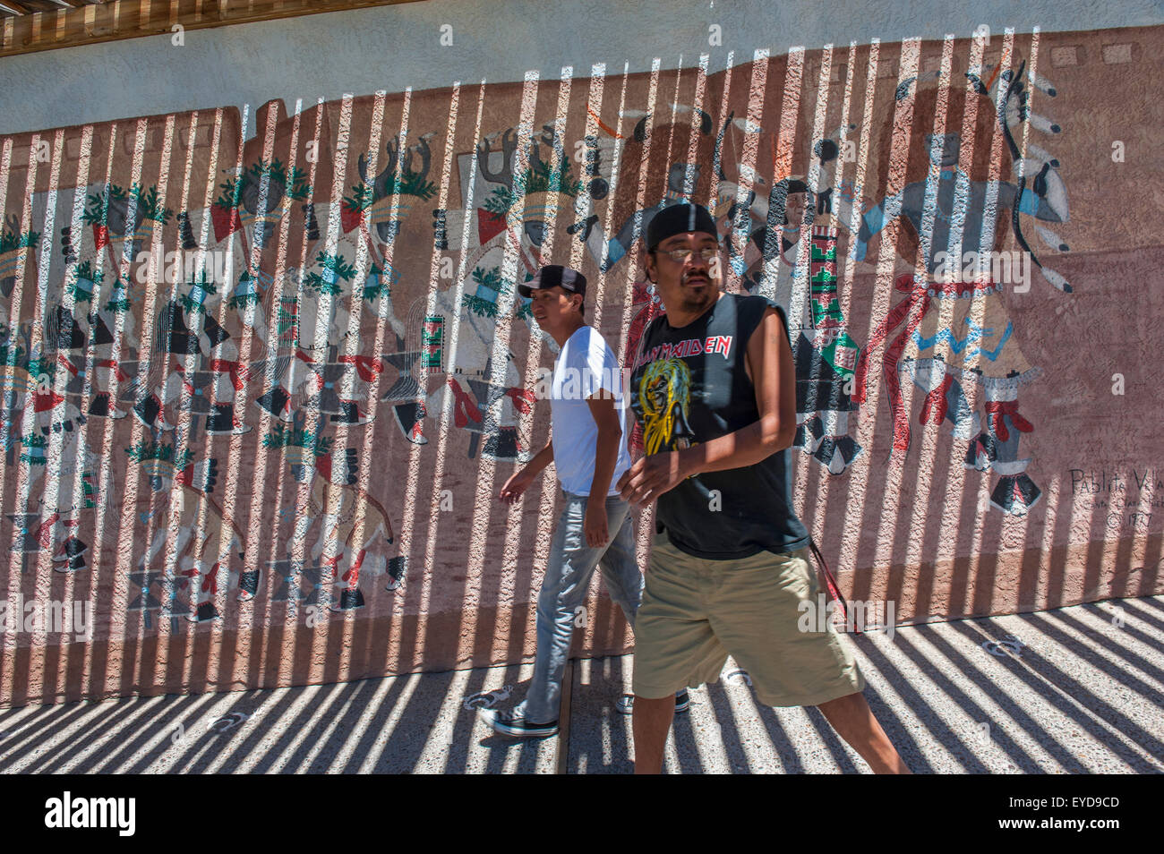 People Walking Against Mural At Indian Pueblo Cultural Center ...