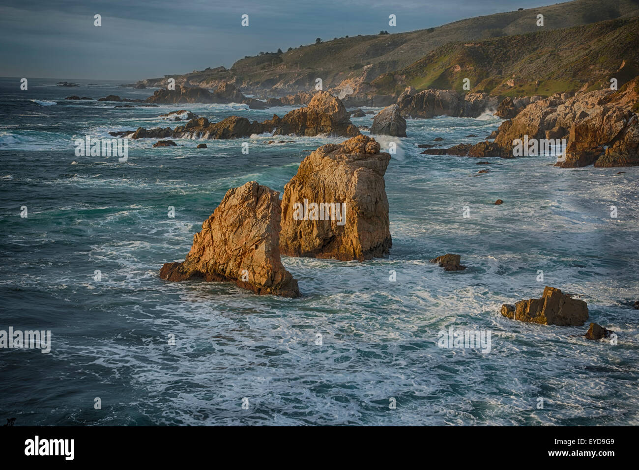 Two sea stacks at sunset Stock Photo - Alamy