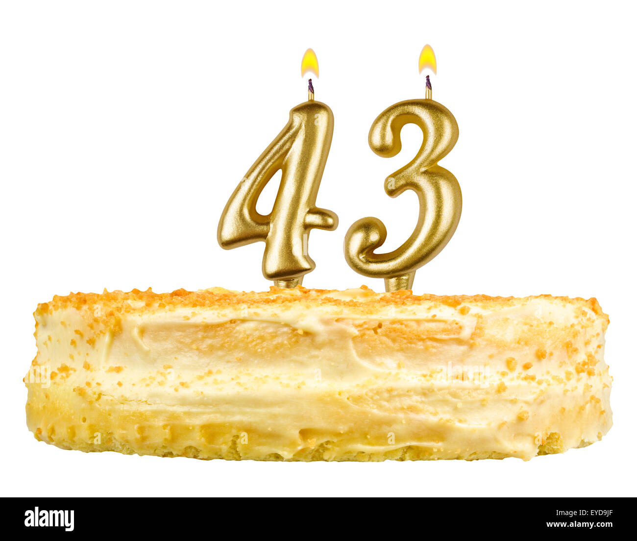 birthday cake with candles number forty three isolated on white ...