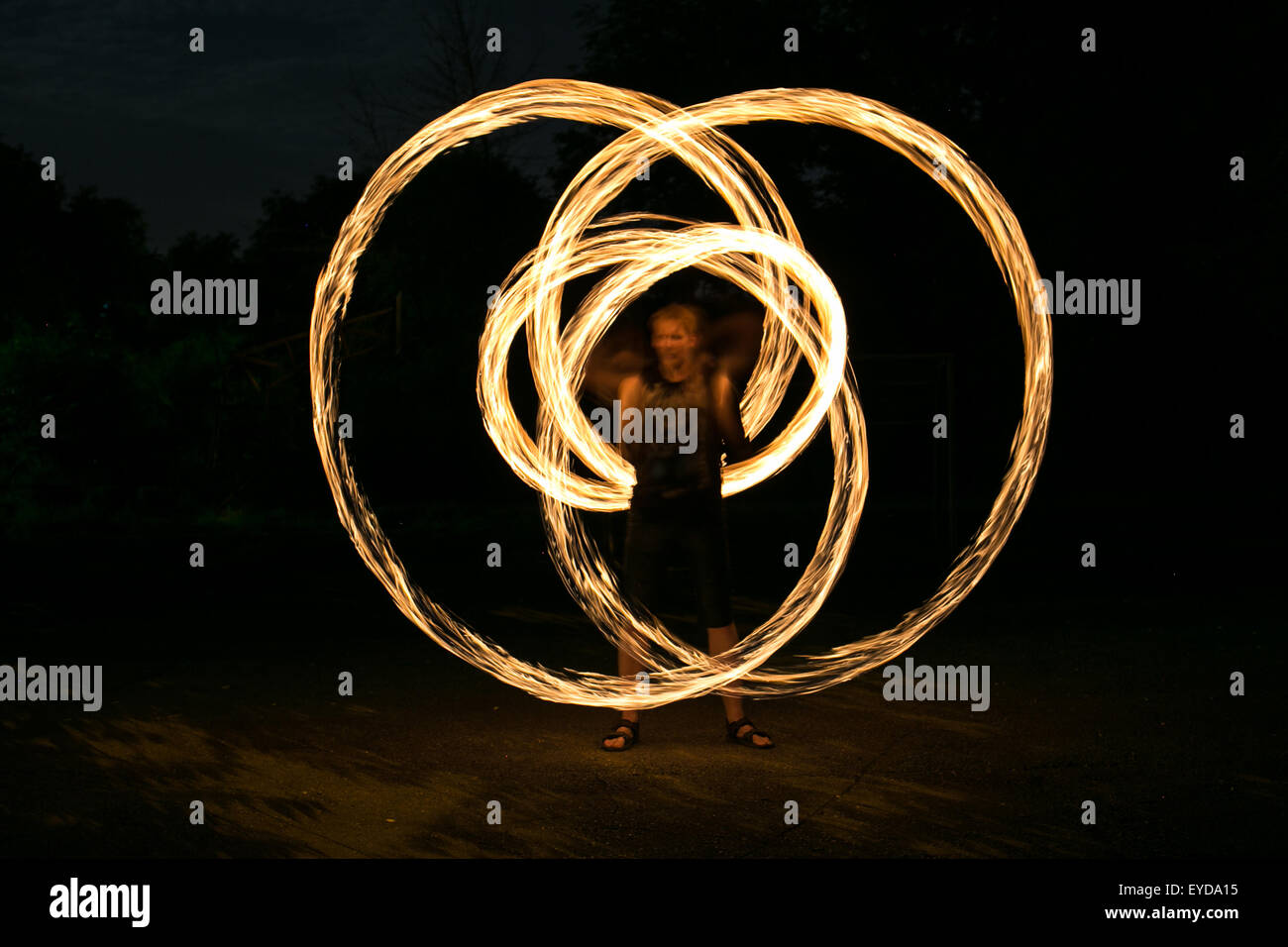 Fire-show man in action Stock Photo - Alamy