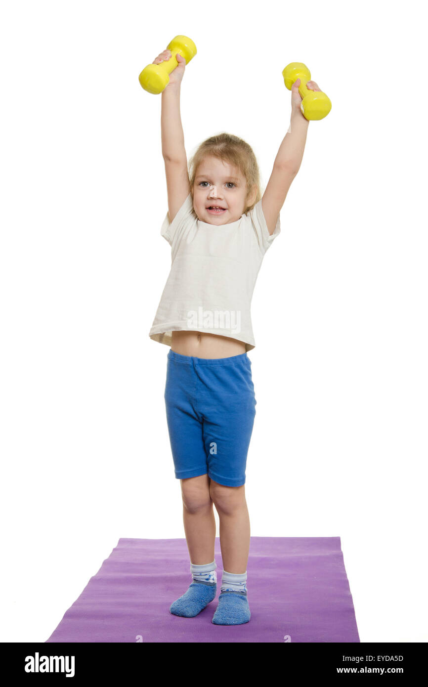 Four-year girl Europeans engaged in physical exercises Stock Photo - Alamy