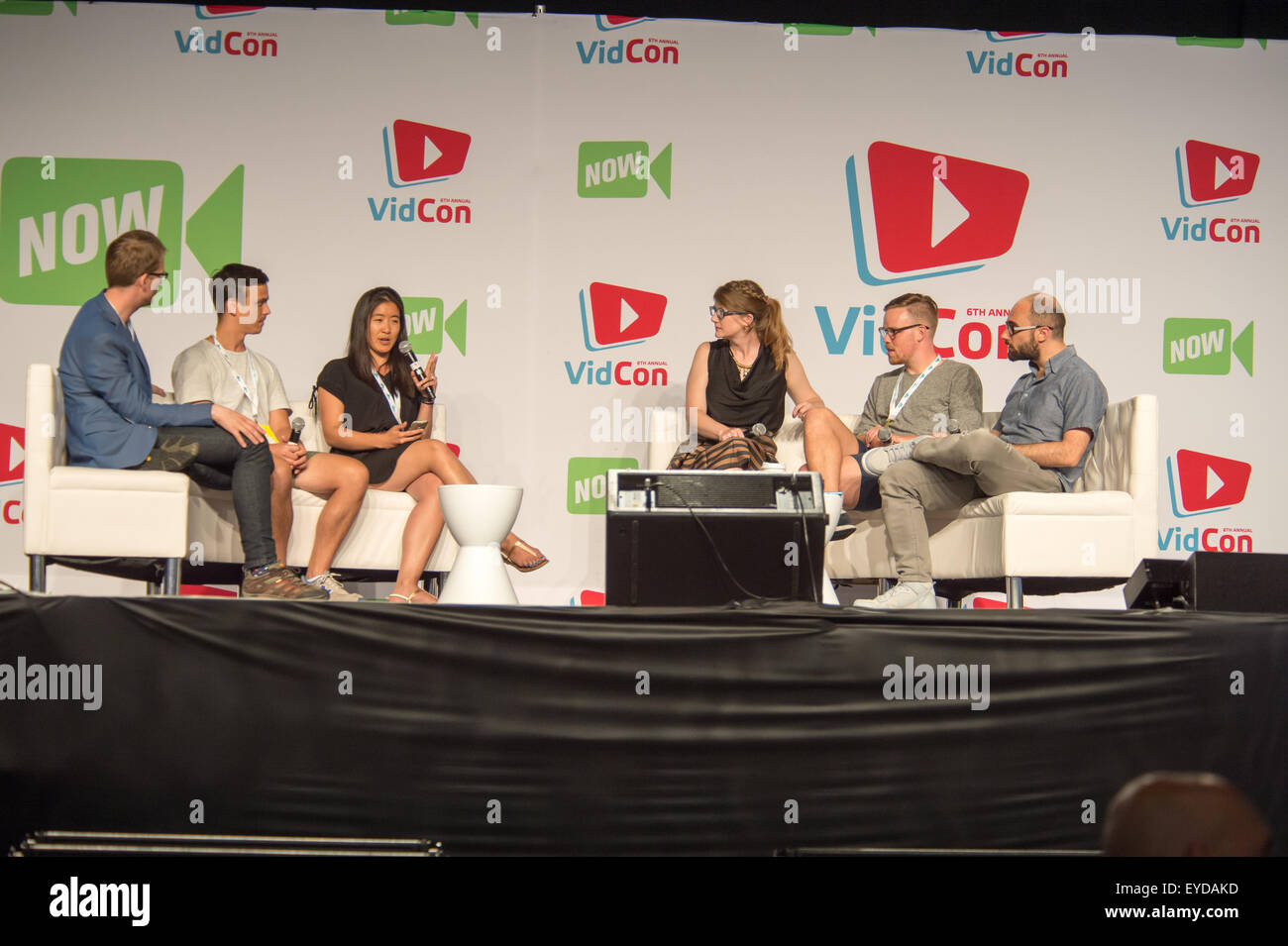 Anaheim, CA - June 23:(LR) Hank Green, Mitchell Moffit, Angela Lin ...