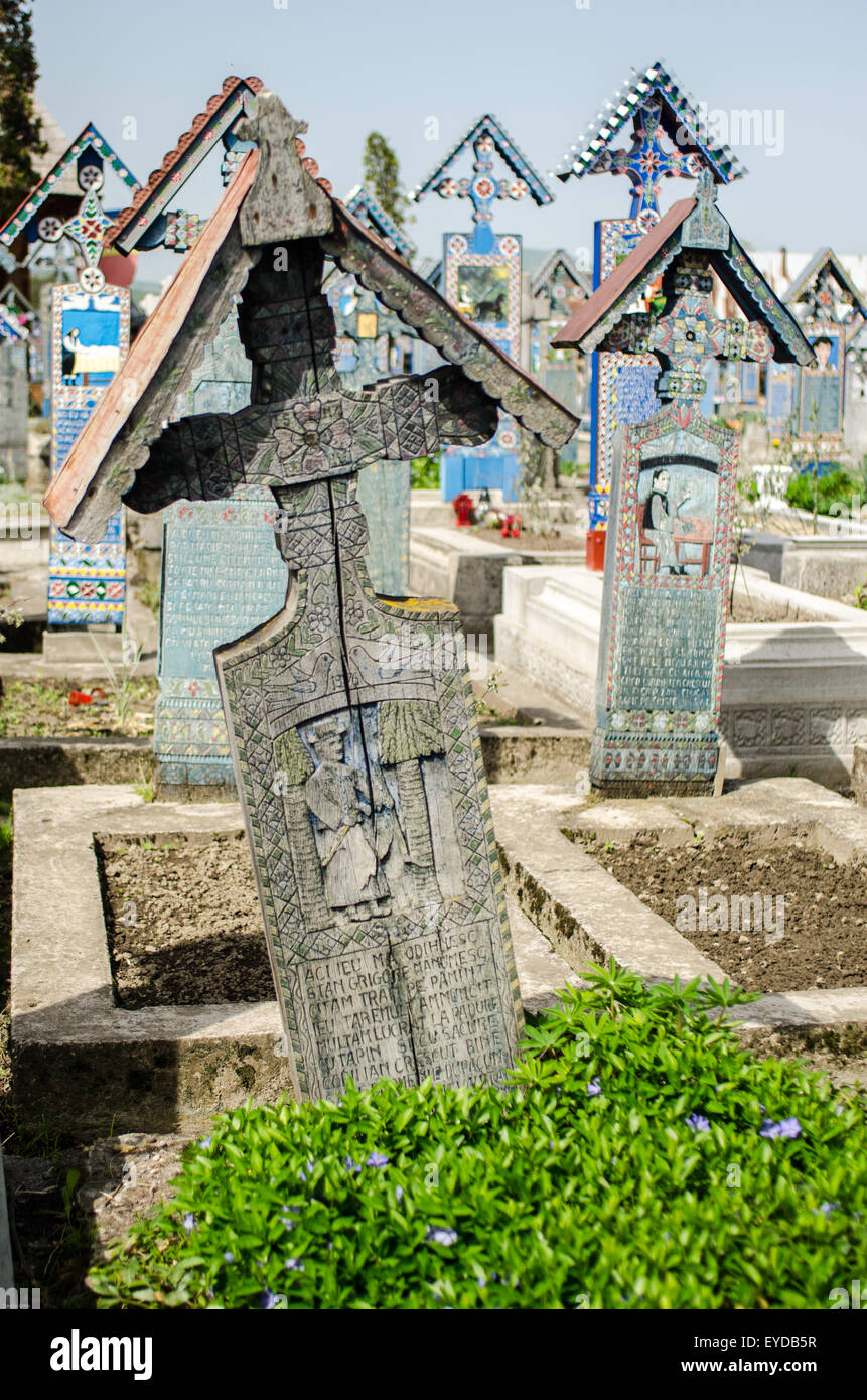 Merry Cemetery Colorful wooden crosses in unique cemetery showcasing ...
