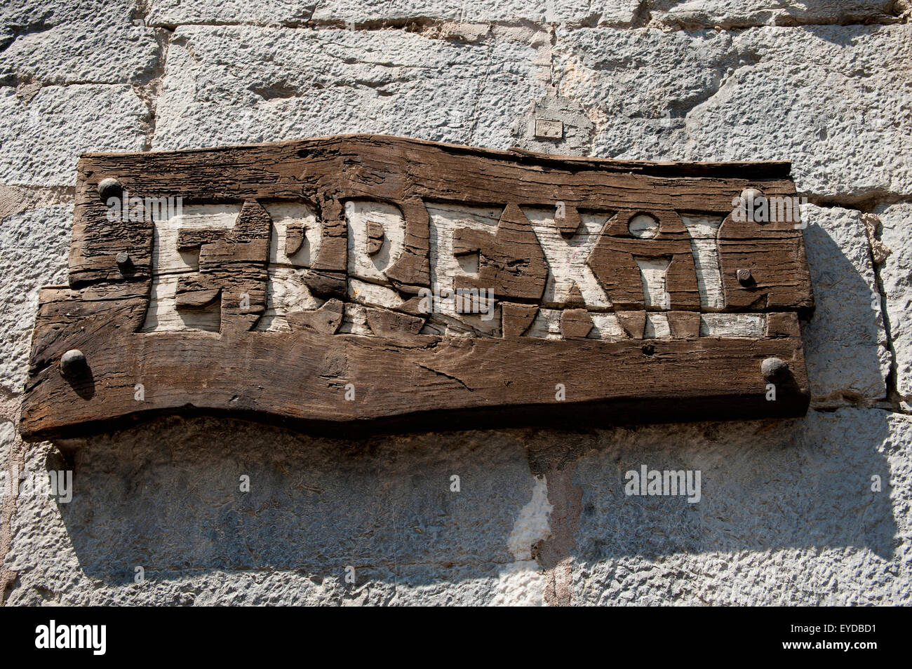 Traditional Wooden Bar Sign, Azkoitia, Basque Country, Spain Stock ...