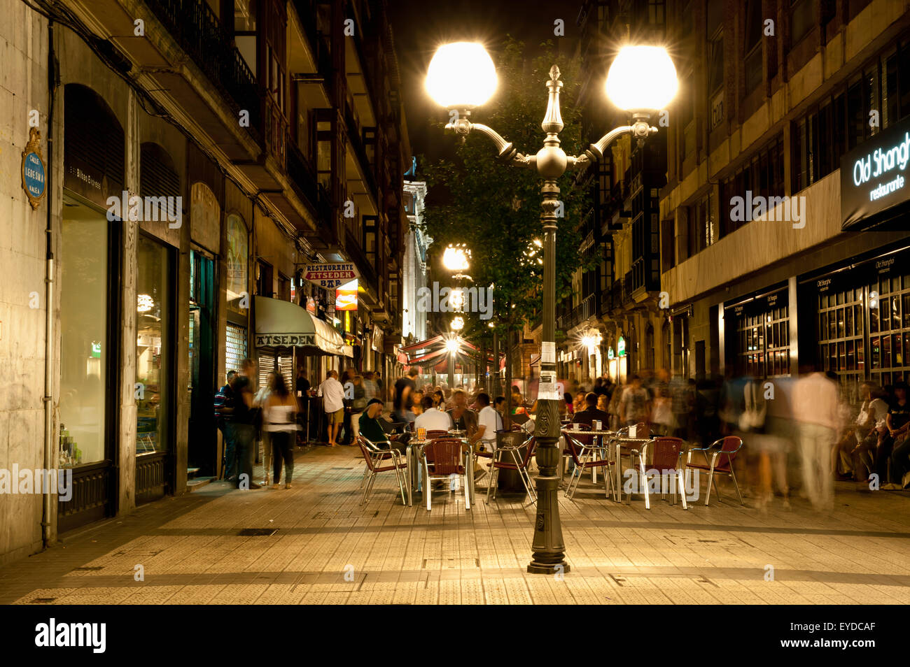 Large Group Of People At Traditional Tapas Bar And Terraces In Abando ...