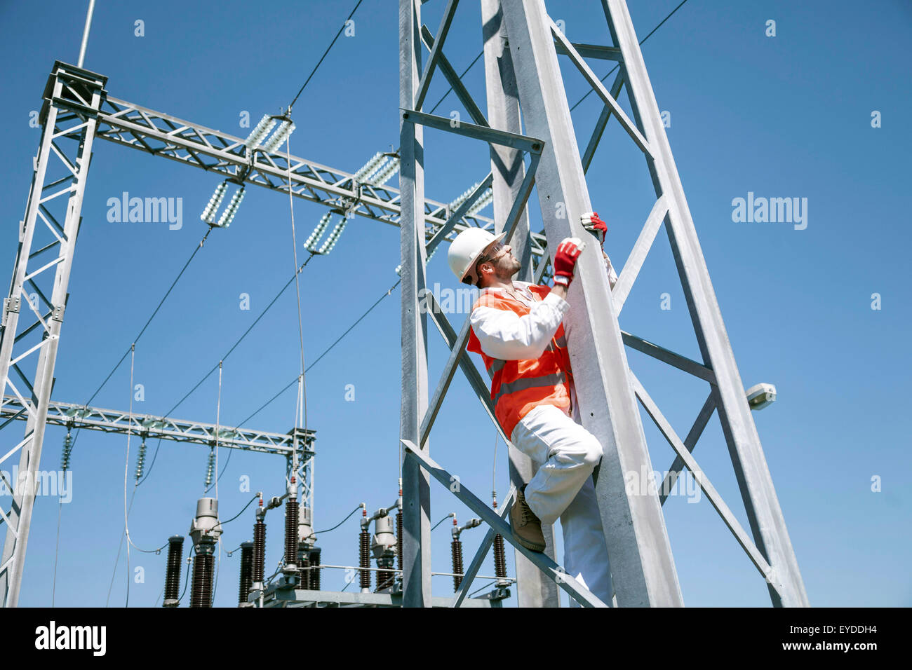 Engineer checking electricity substation Stock Photo - Alamy