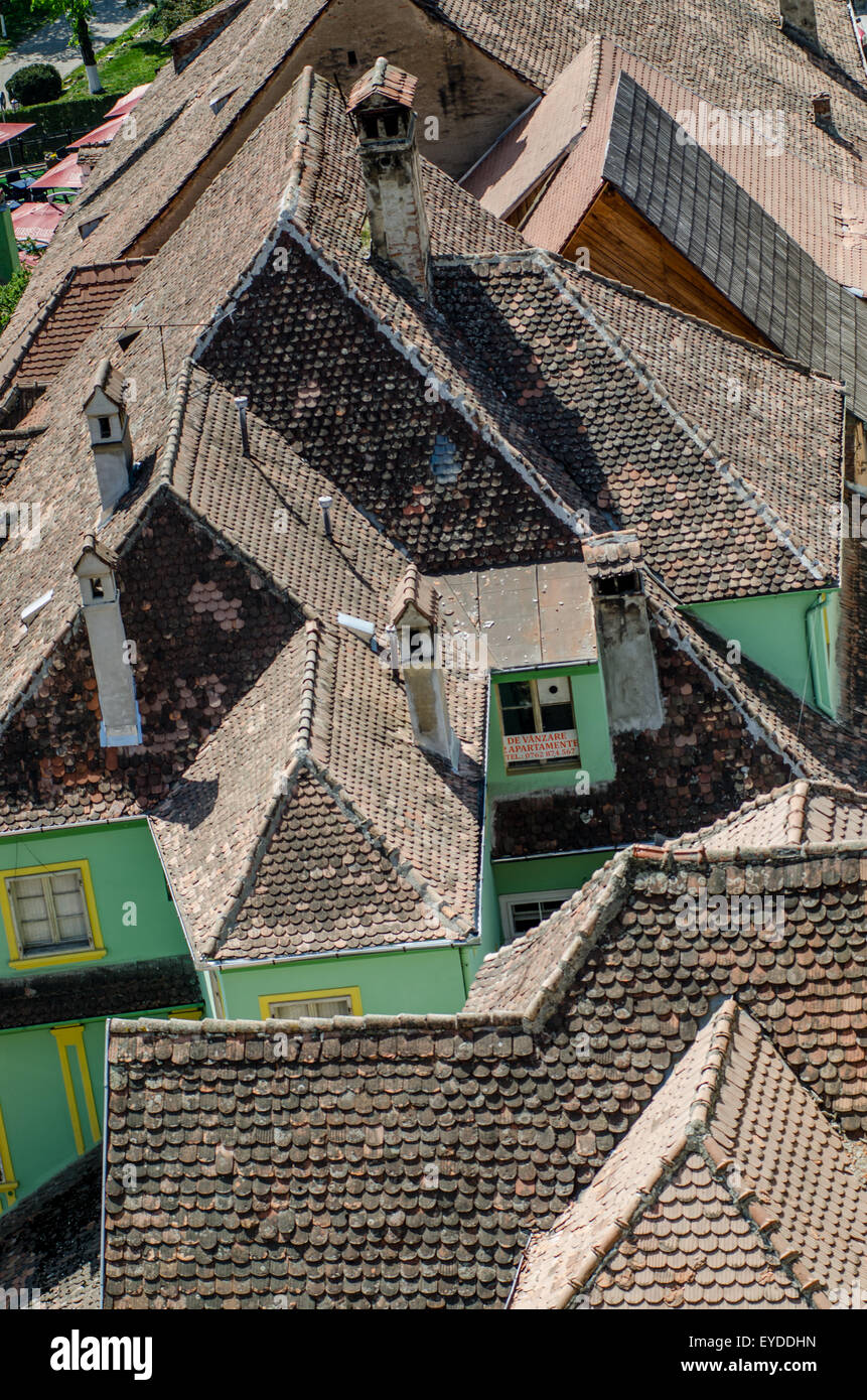Sighișoara Historic rooftops showcase unique architecture in a charming ...