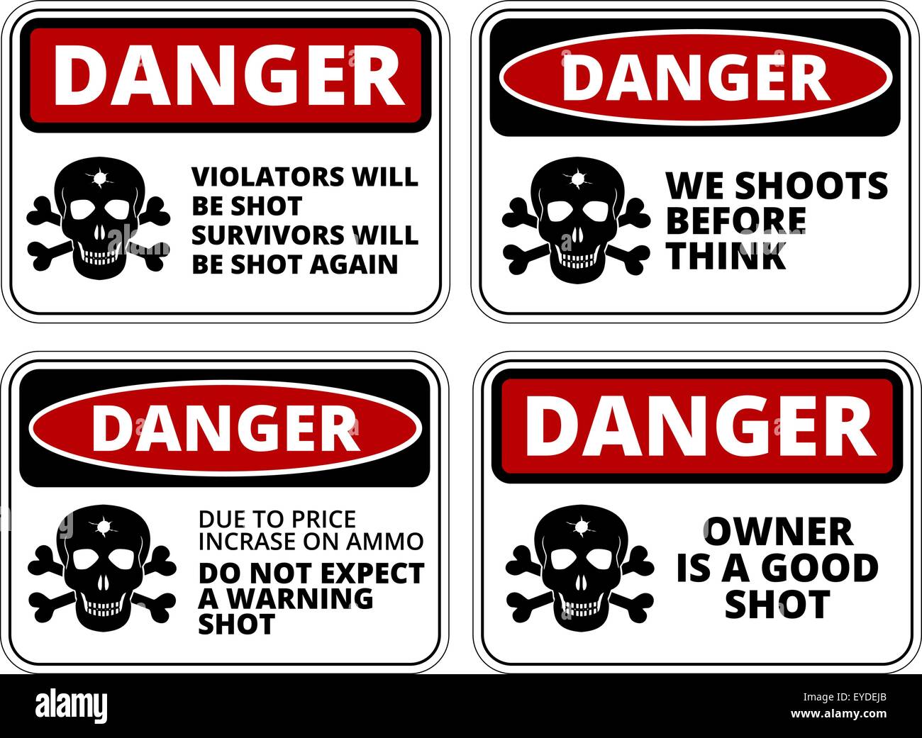 Warning sign beware owner gun hi-res stock photography and images - Alamy