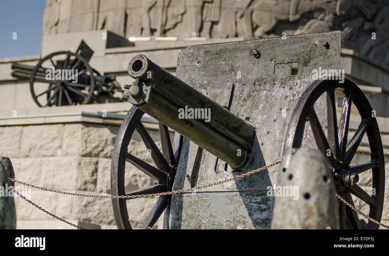 War memorial in Romania Historical artillery display at a heritage site ...