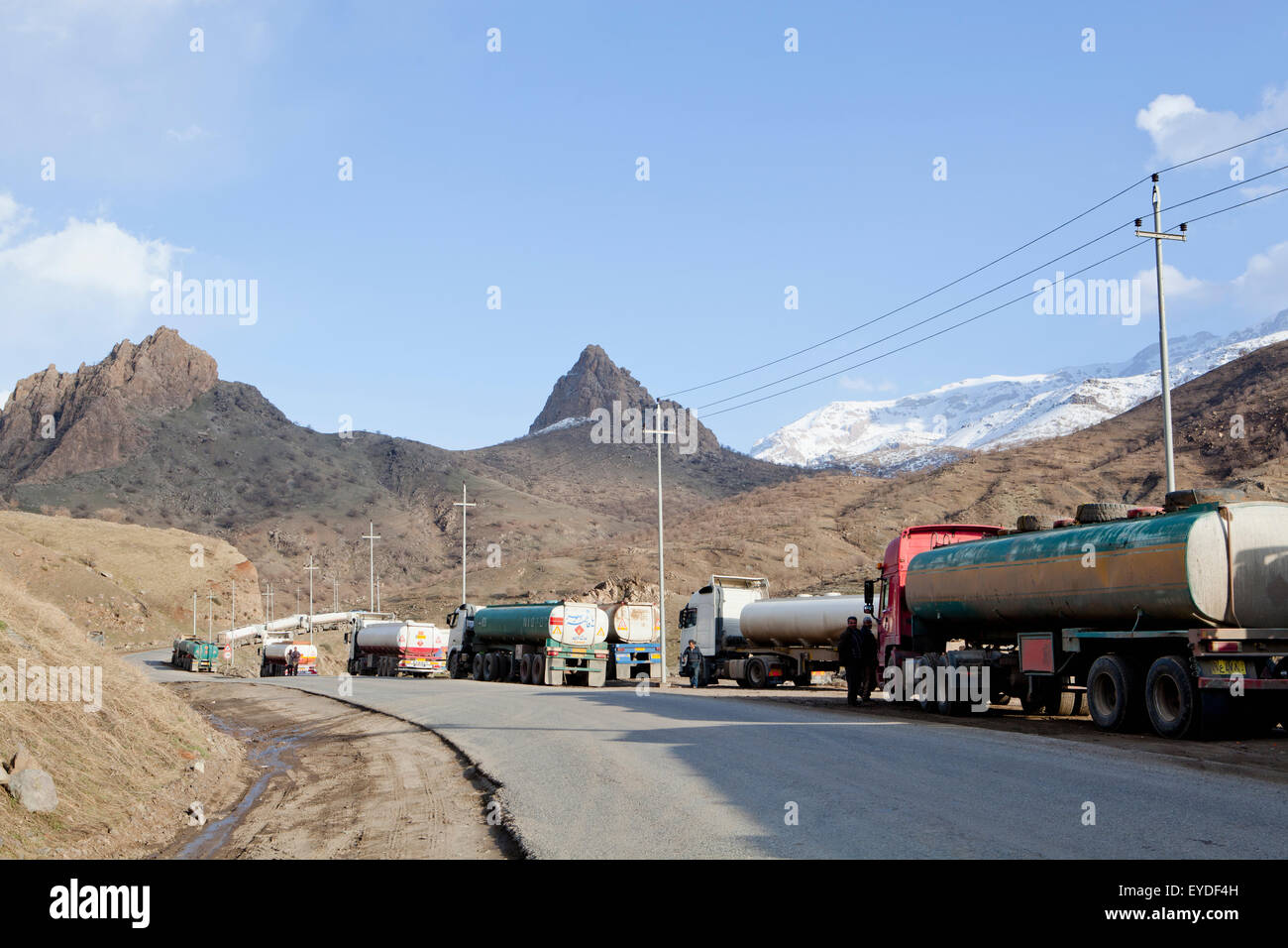 Trucks On Road Near The Iran Border In Iraqi Kurdistan, Iraq Stock ...