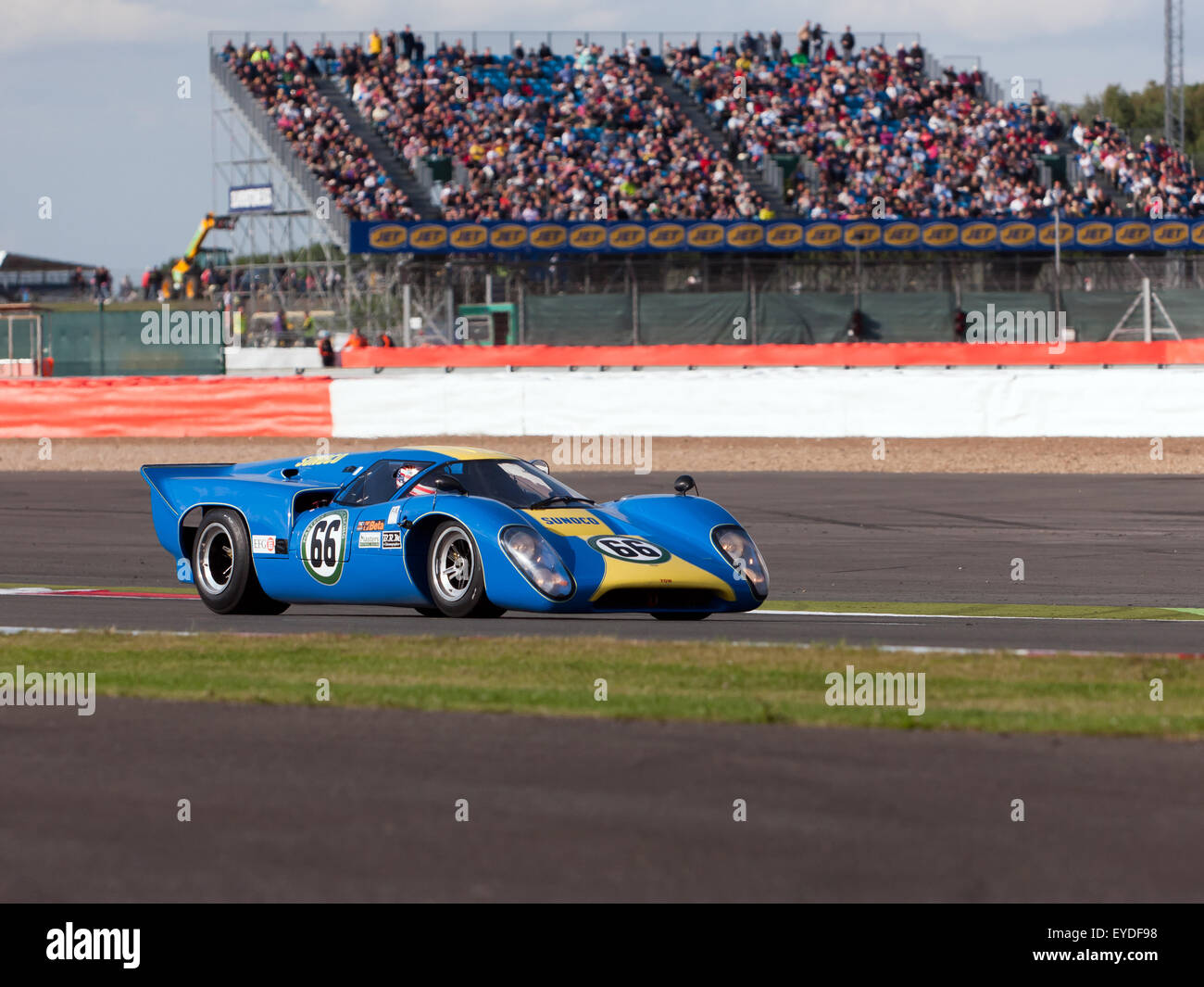 A Cheveron B16 Coupe race car competing in a race at the Silverstone ...