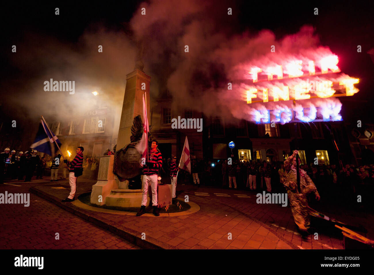 Man From Southover Bonfire Society Carrying Banner At The War Memoral ...