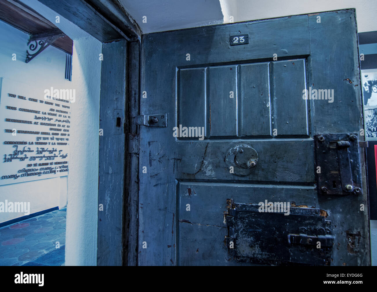 The Memorial of the Communism Victims Old prison door with peeling ...