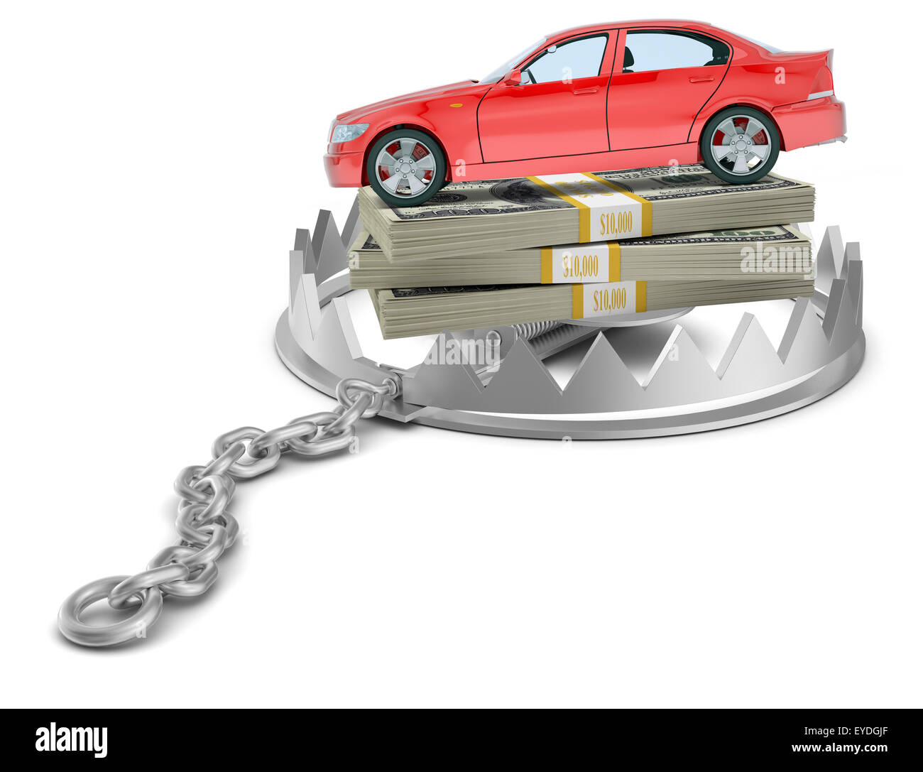 Car with money in bear trap Stock Photo - Alamy