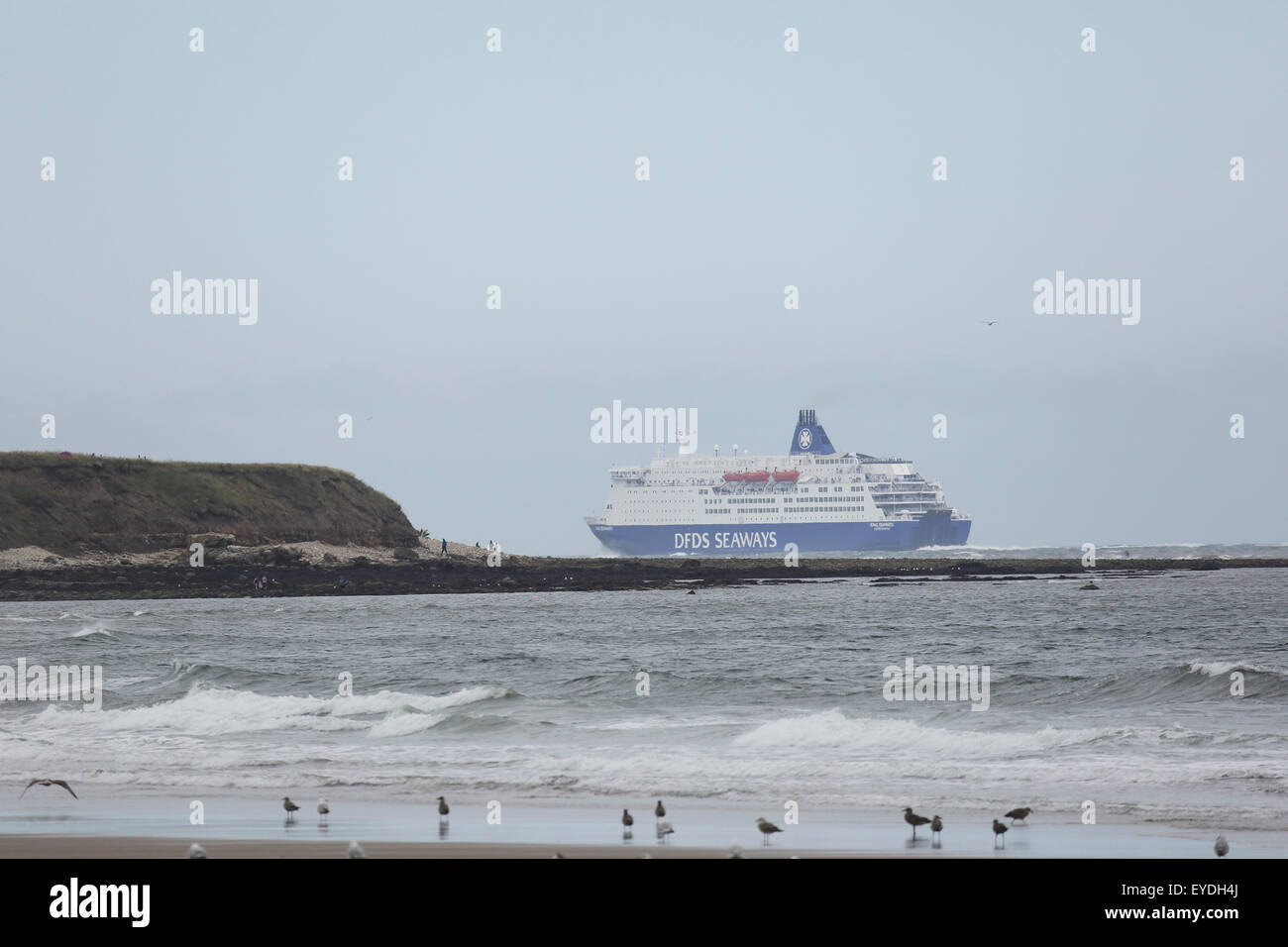 A DFDS Seaways ferry in the North Sea, off Sunderland, England. Seaburn ...