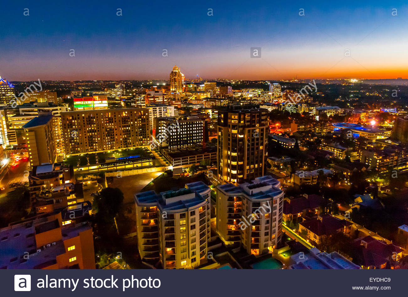 Skyline of Sandton, Johannesburg, South Africa. Sandton is one of the ...