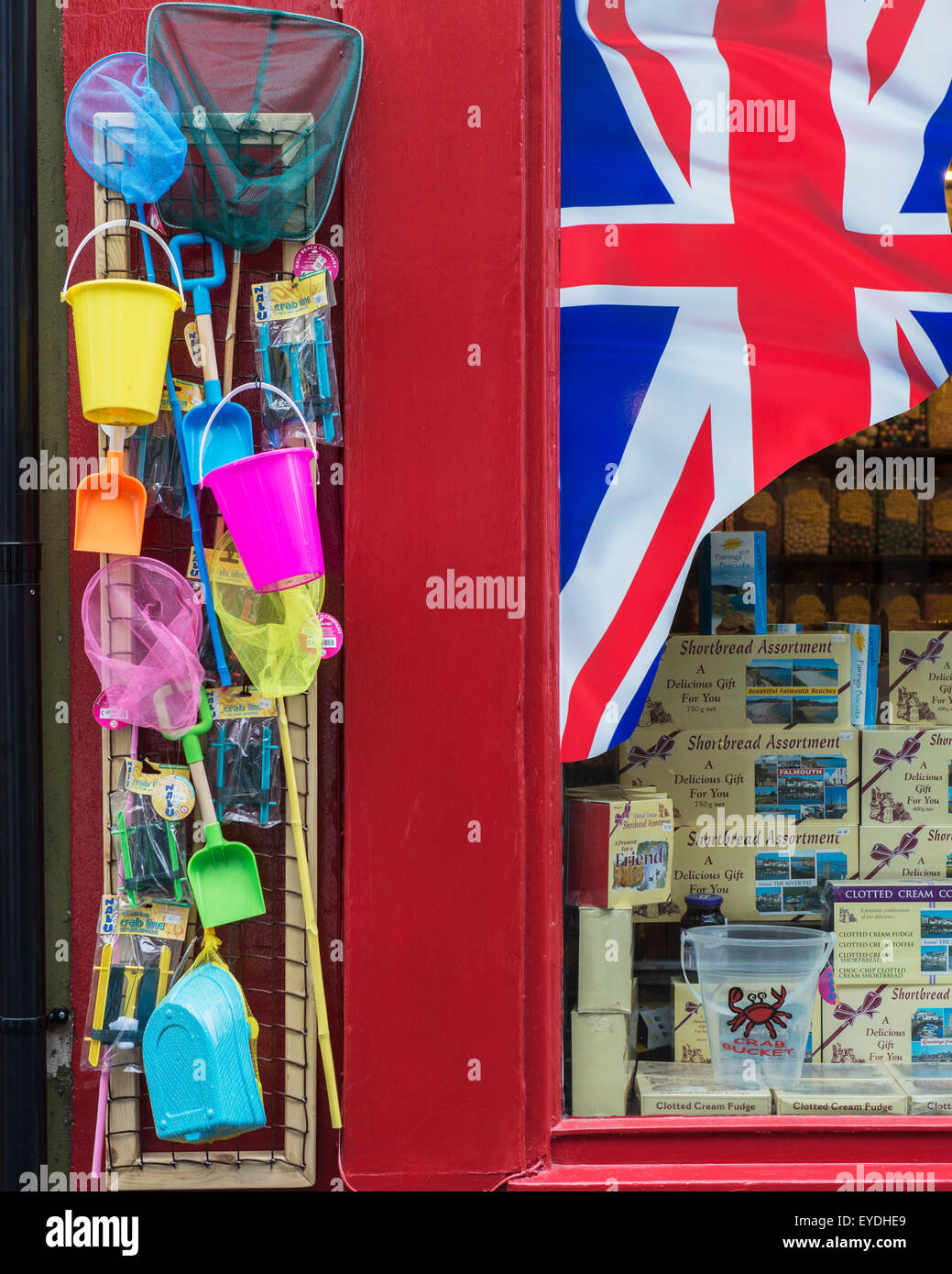 United Kingdom, England, Cornwall, Seaside bucket and spade shop ...