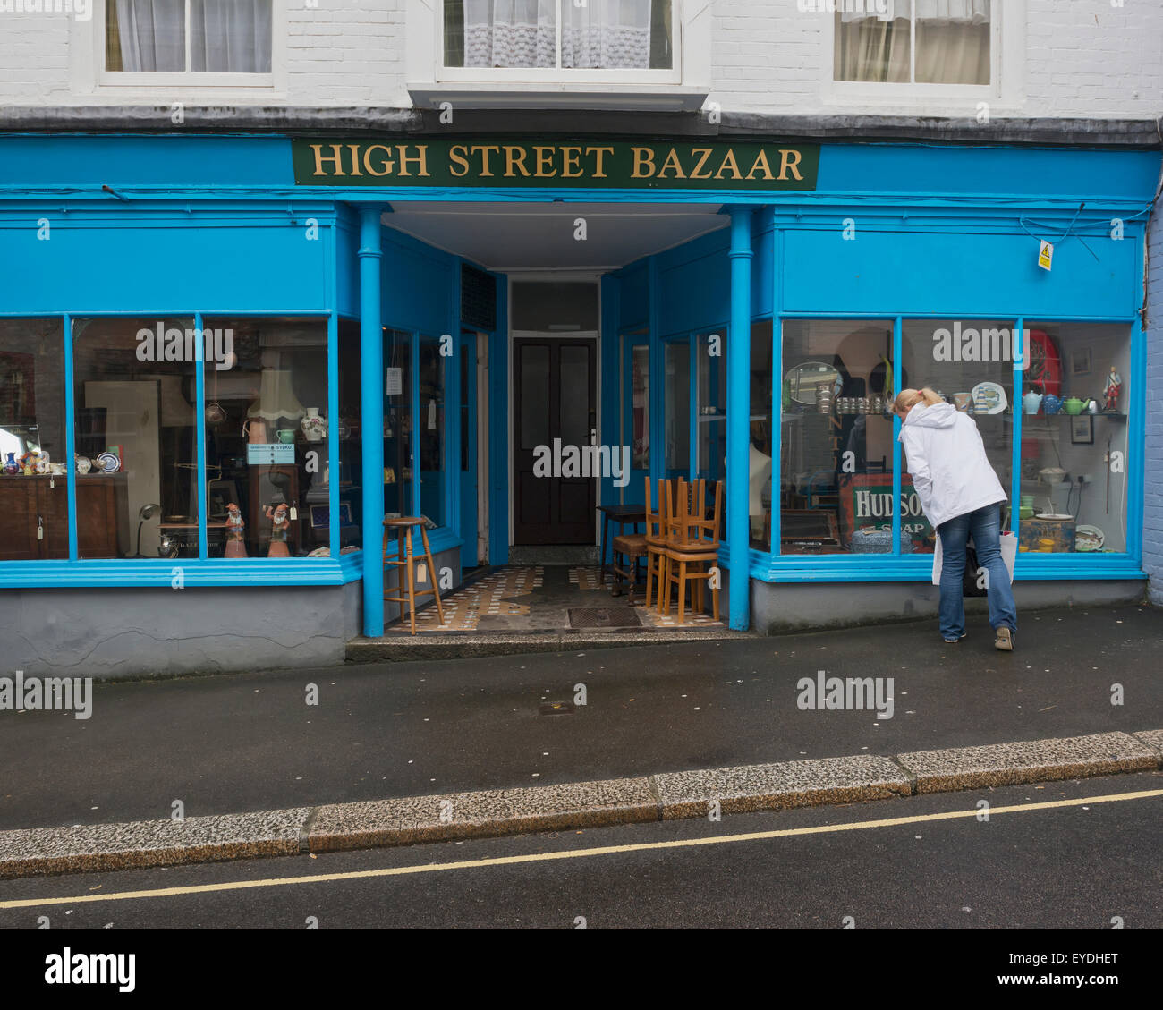 United Kingdom, England, Cornwall, Antique shop; Falmouth Stock Photo ...
