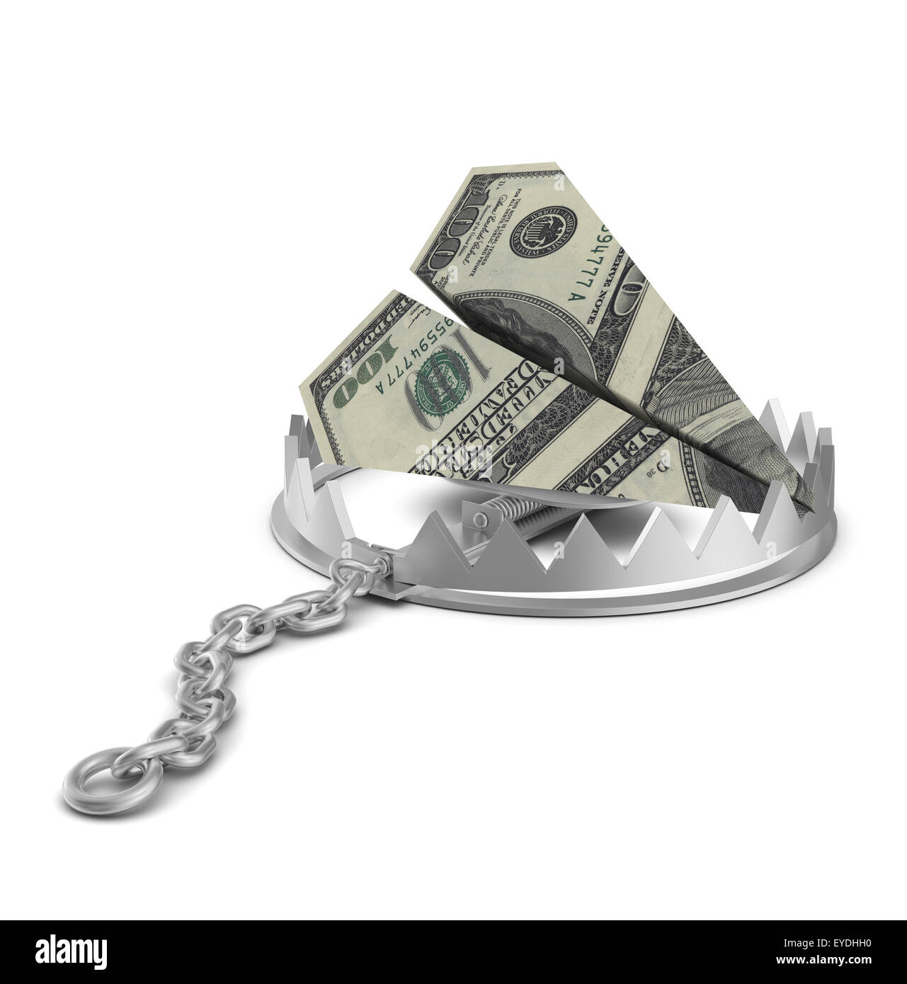 Paper airplane in bear trap Stock Photo - Alamy