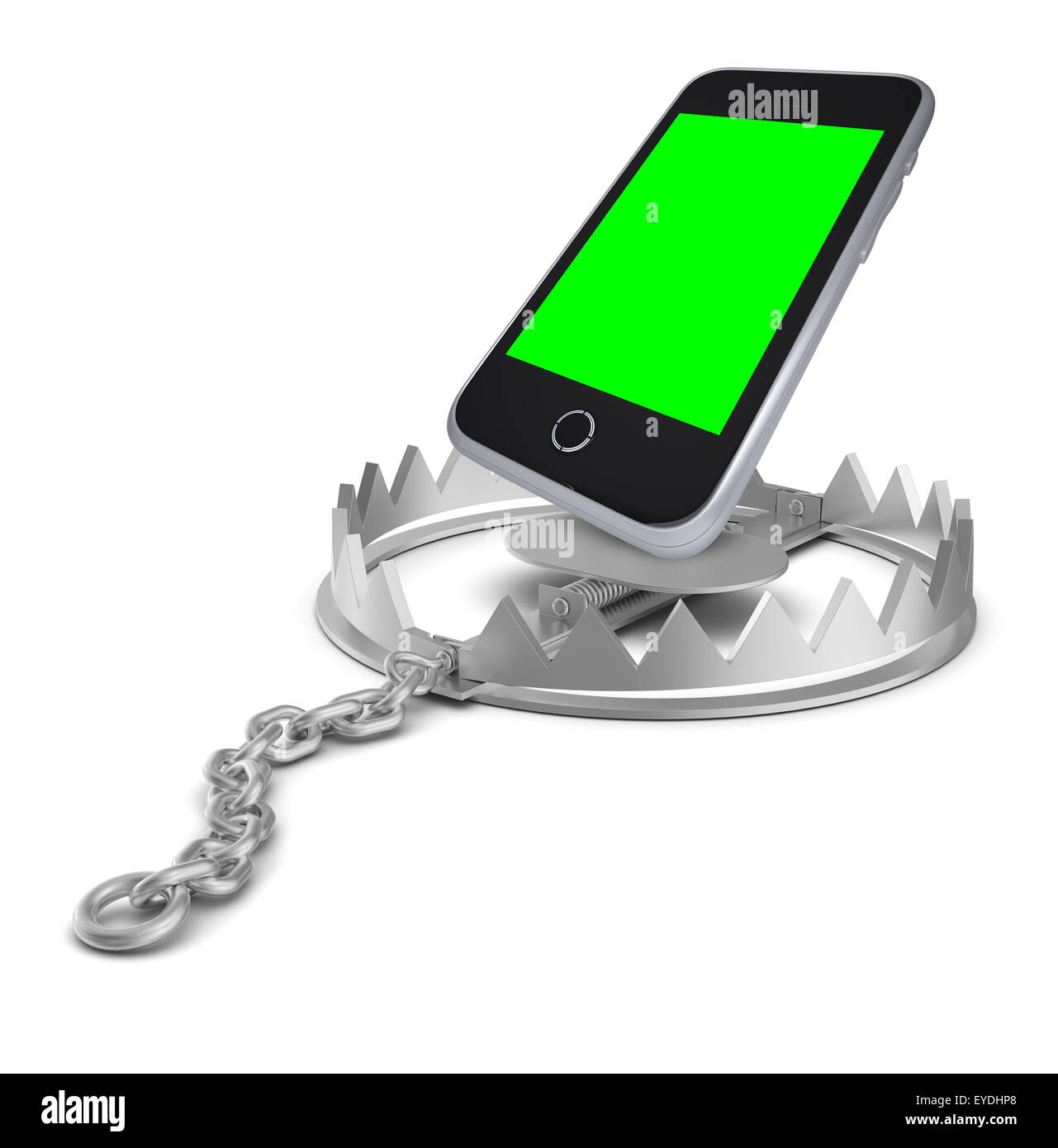 Smartphone in bear trap Stock Photo - Alamy
