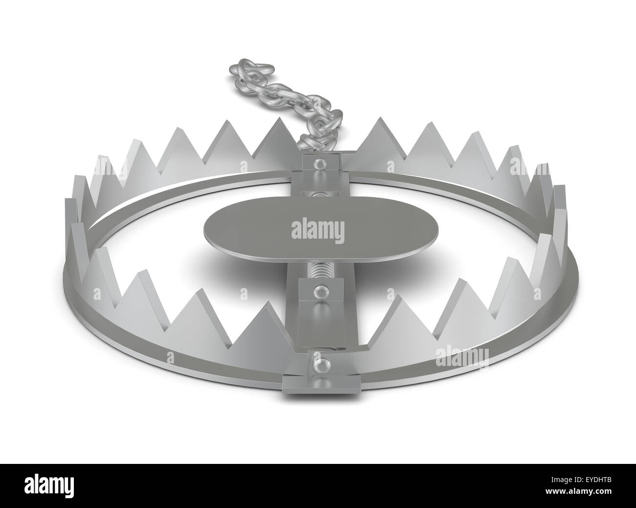 Bear trap with chain on white Stock Photo - Alamy