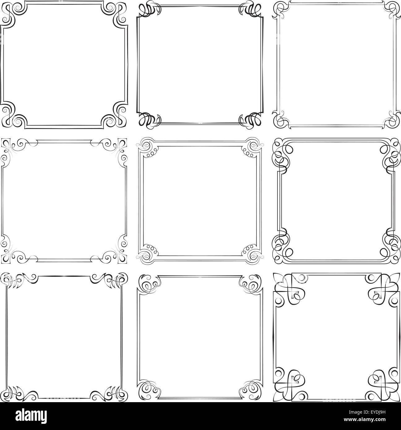 Set of nine different vector decorative frames Stock Vector Image & Art ...