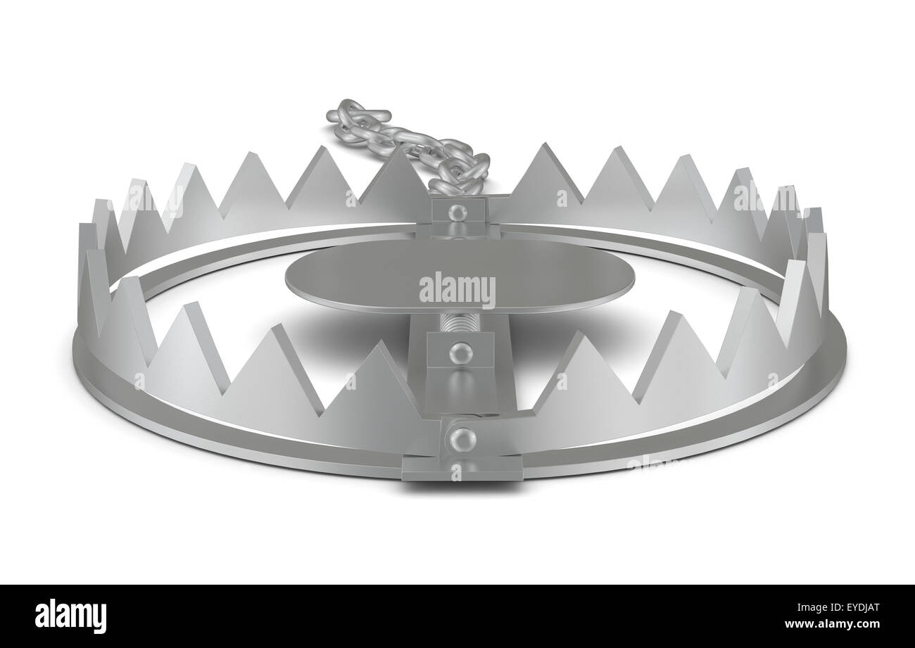 Bear trap on white, front view Stock Photo - Alamy