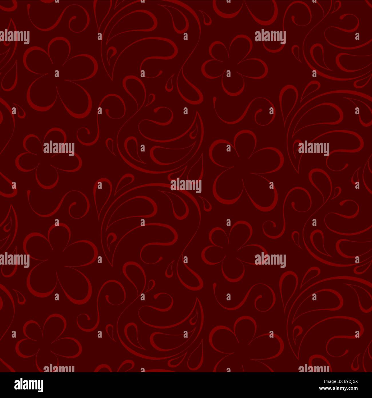 Vector floral seamless background. red pattern to burgundy background ...