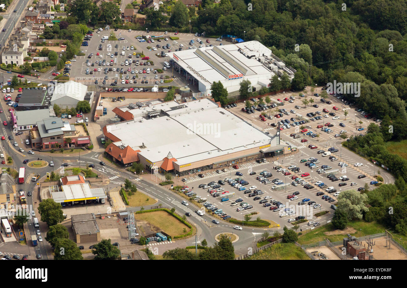 Tesco and Morrisons supermarket Superstores next to each other Stock ...