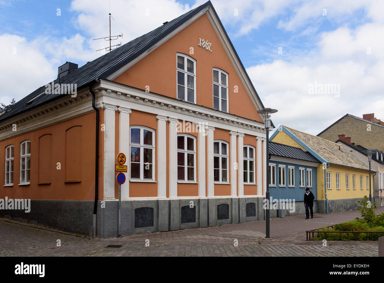 House in Skåne-Stile at Gamla Torg in Trelleborg, Sweden Stock Photo ...