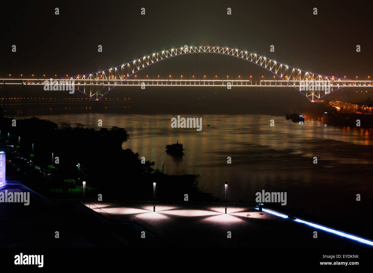 China, Bridge illuminated at night; Chongqing Stock Photo - Alamy