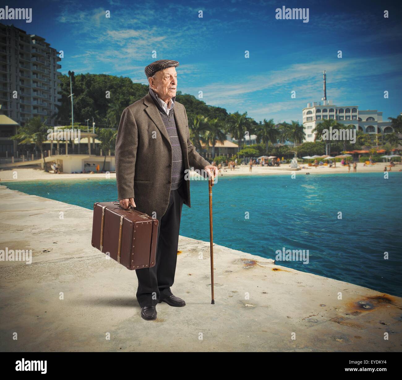Retired man on vacation Stock Photo - Alamy