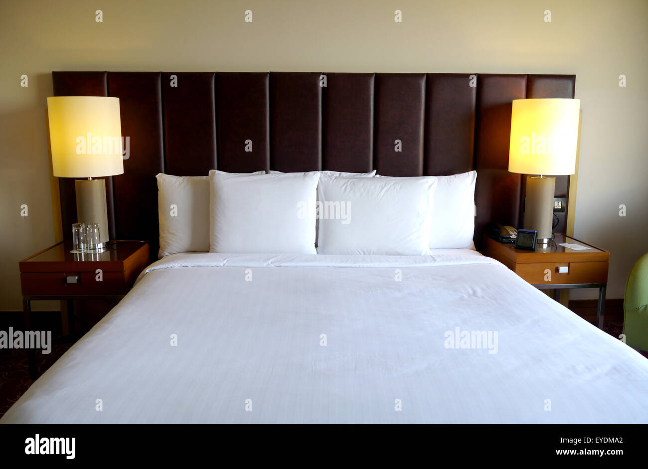 double bed in a luxury hotel room Stock Photo - Alamy