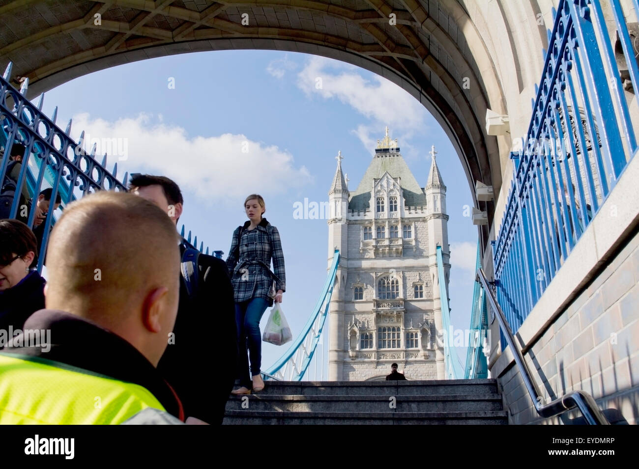 United Kingdom, People climbing Tower Bridge; London Stock Photo - Alamy