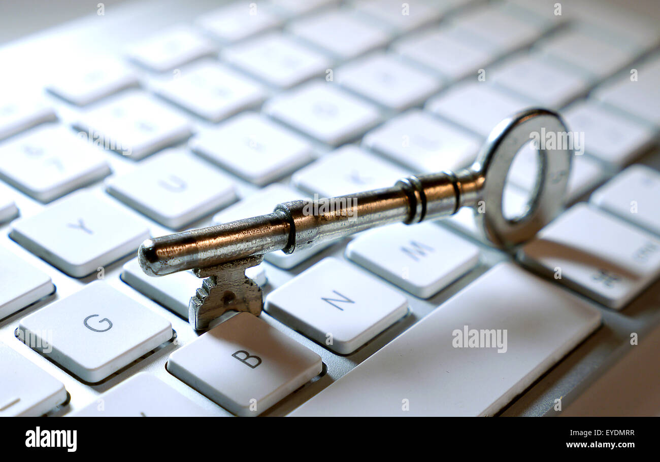 old key on computer keyboard Stock Photo - Alamy