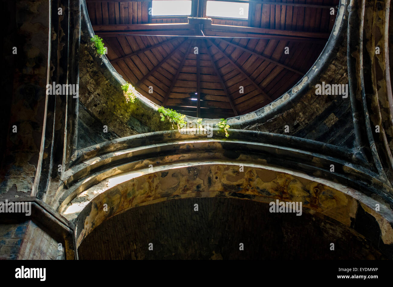 Intricate details of a historic dome in an ancient structure featuring ...