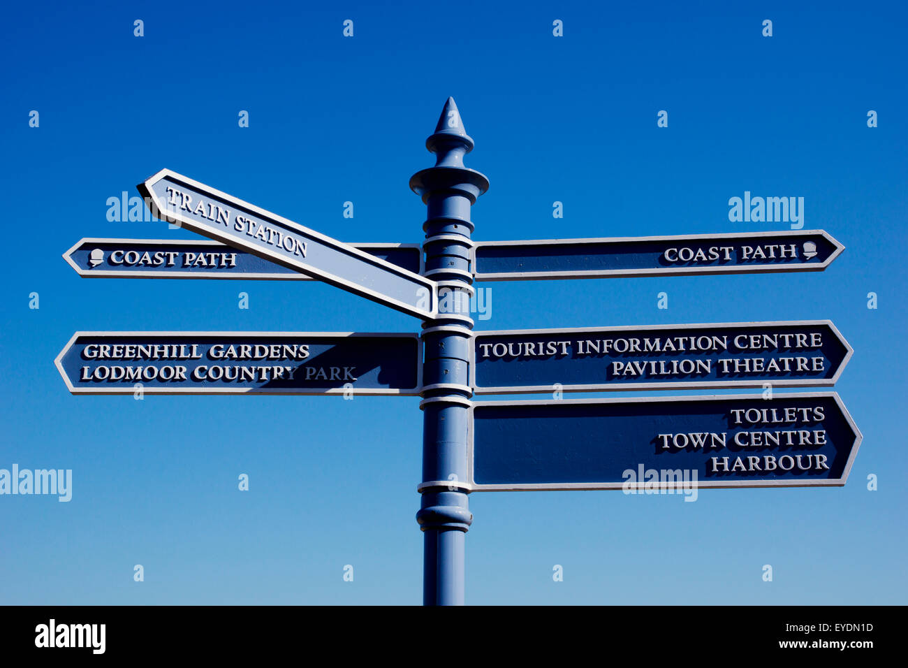 United Kingdom, England, Dorset, Direction signpost; Weymouth Stock ...