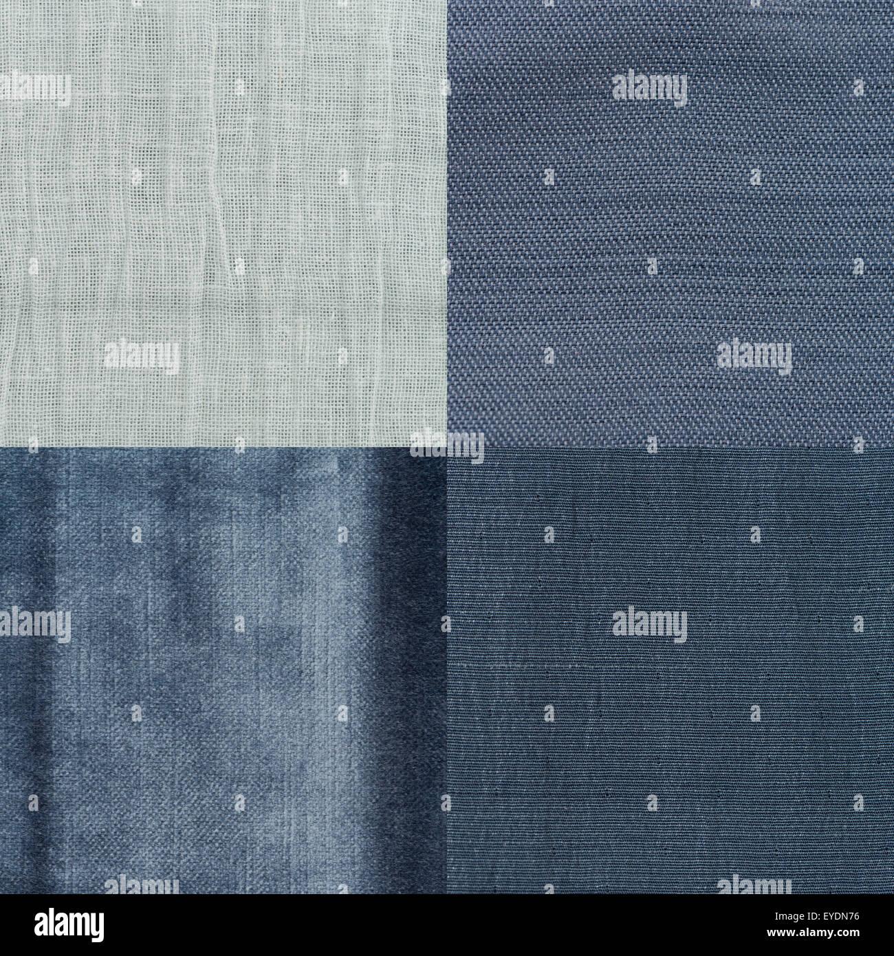 Set of blue fabric samples, texture background Stock Photo - Alamy