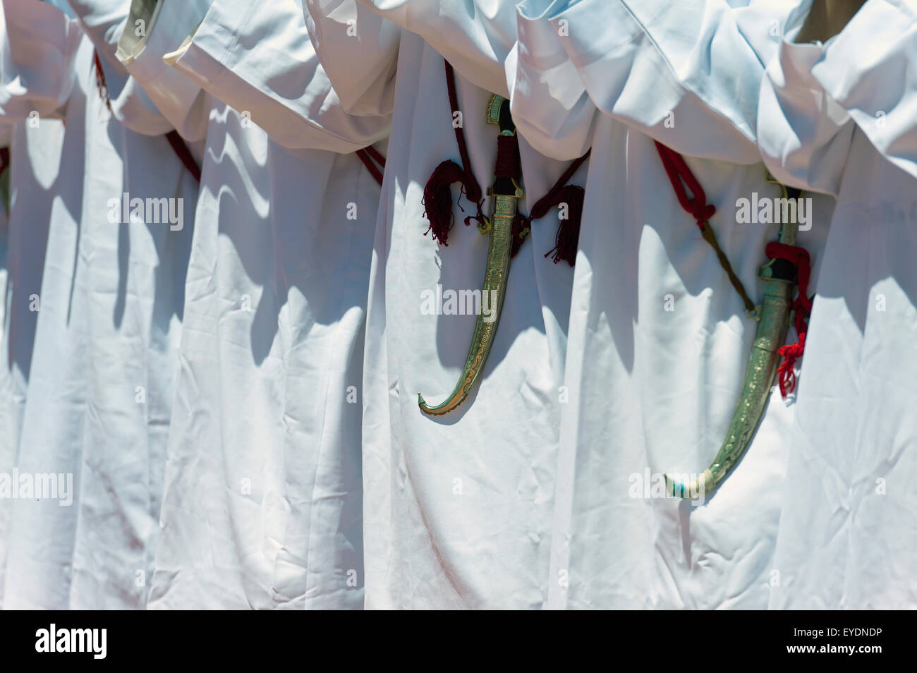 Morocco, Kalaat M'Gouna; Valley of Roses, Close up of Berber men ...