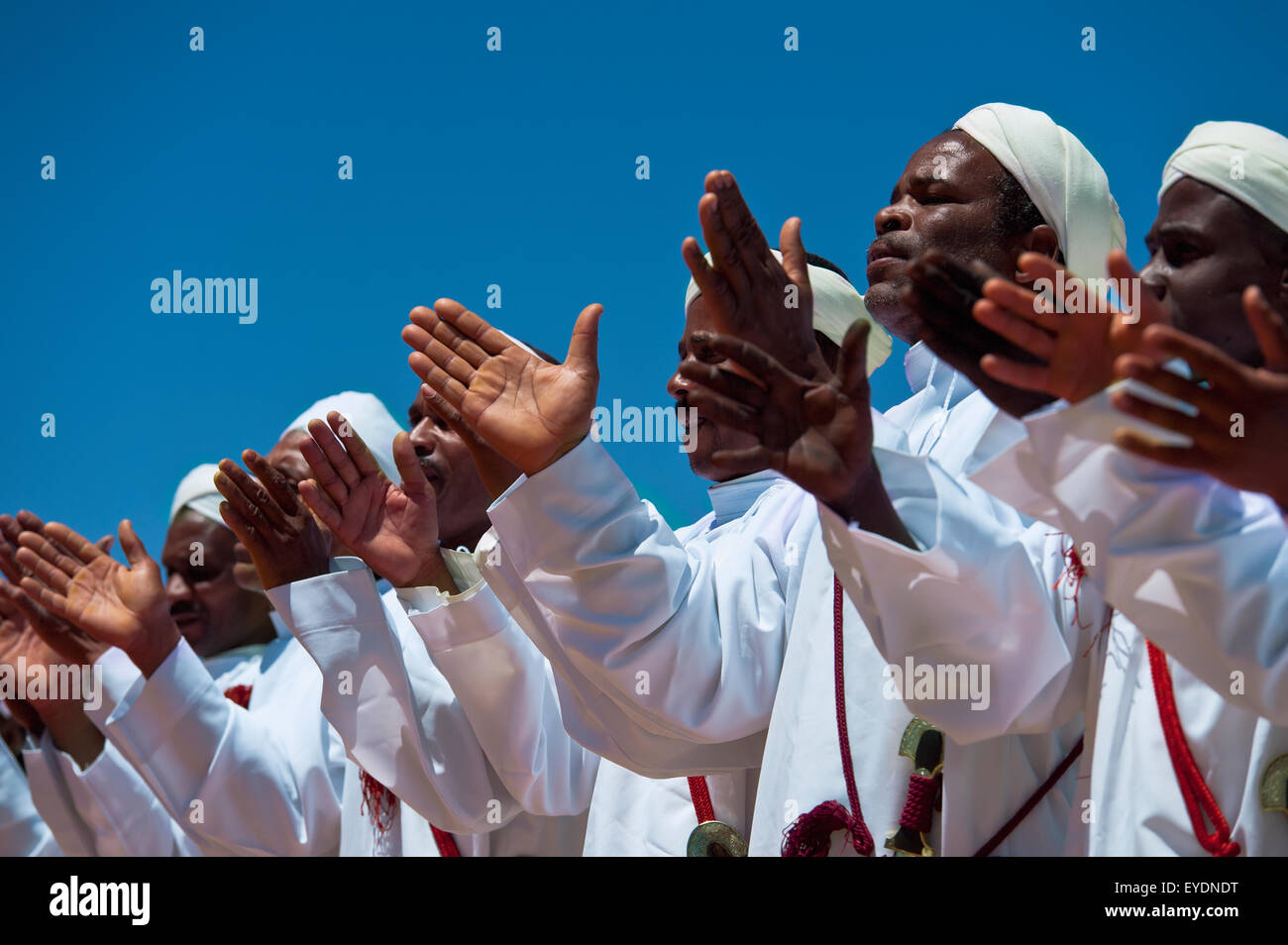 Morocco, Kalaat M'Gouna; Valley of Roses, Berber men singing and ...