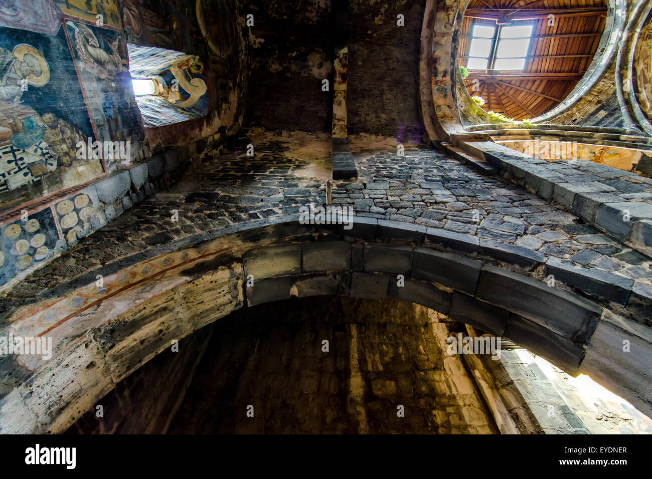 Intricate details of a historic dome in an ancient structure featuring ...
