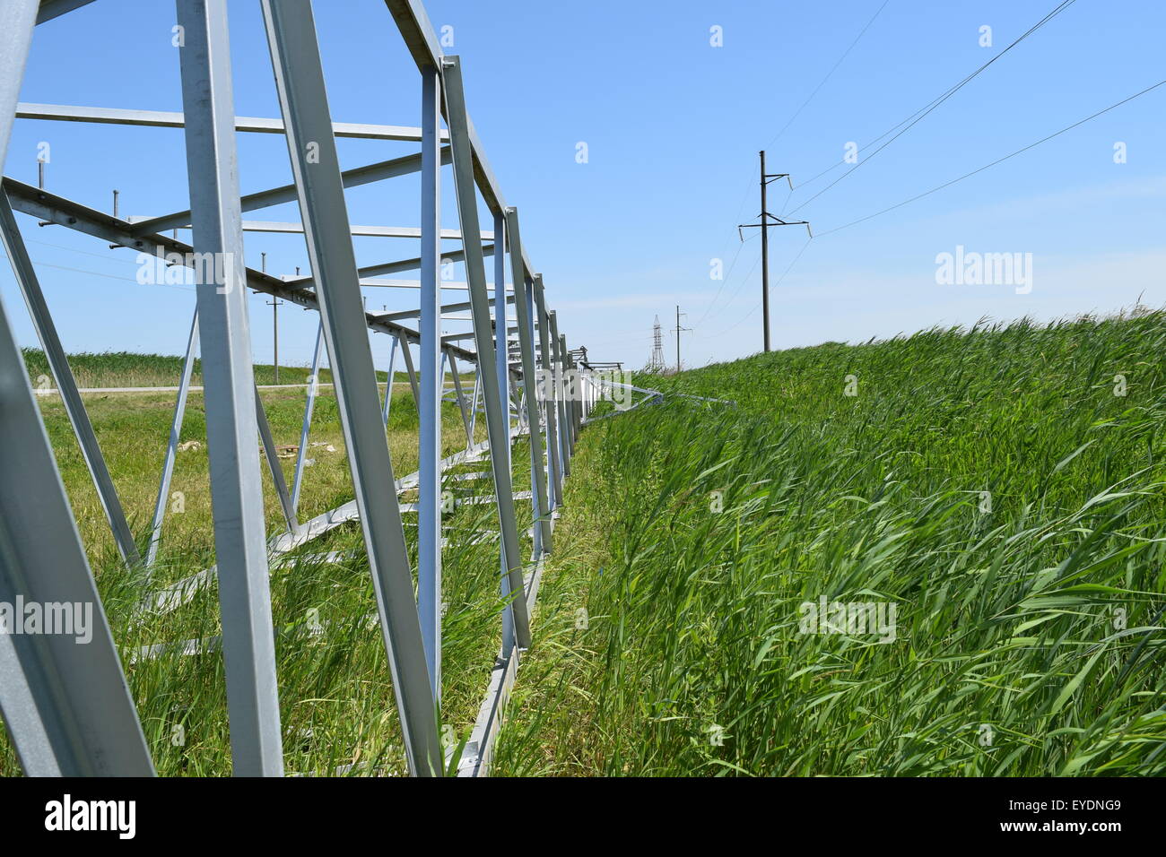 Construction of a high-voltage power line. Stages of installation of ...